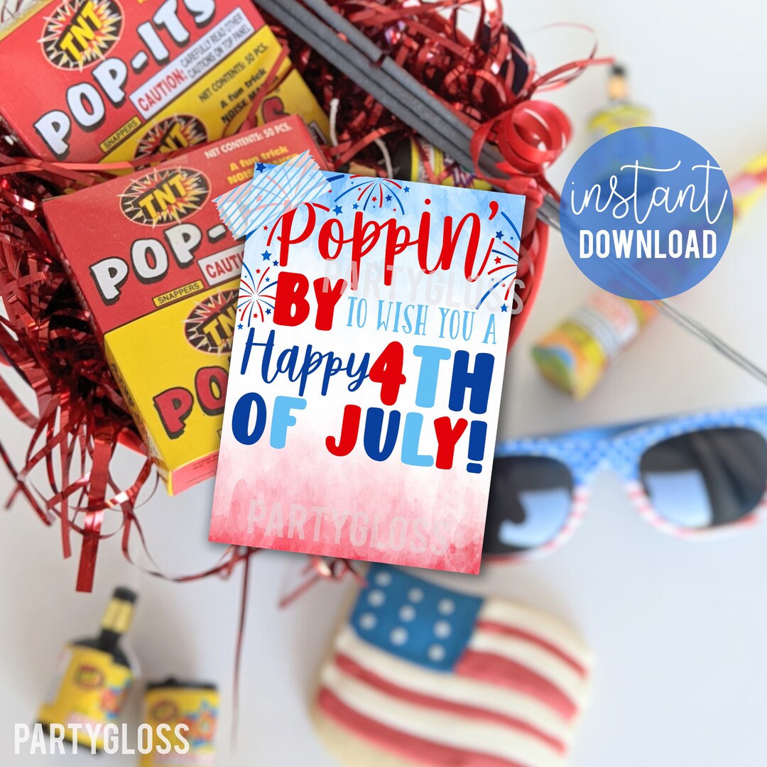 4th of July Poppin by Printable Tags, Pop It Tag Marketing Pop by Gift ...