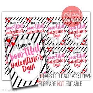 Valentine's Day Printable Tags Bows Valentine Bowtiful Hair Bow Class ...
