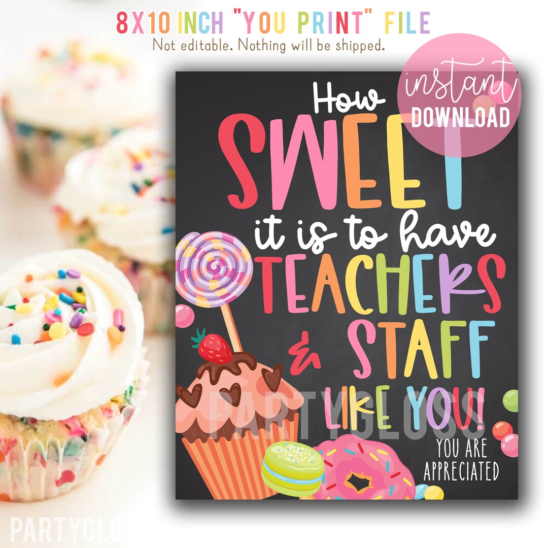 Teacher Appreciation 8x10 Printable Sign, Teachers Lunch Appreciation ...