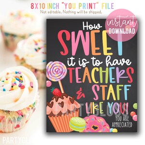 Teacher Appreciation 8x10 Printable Sign, Teachers Lunch Appreciation ...