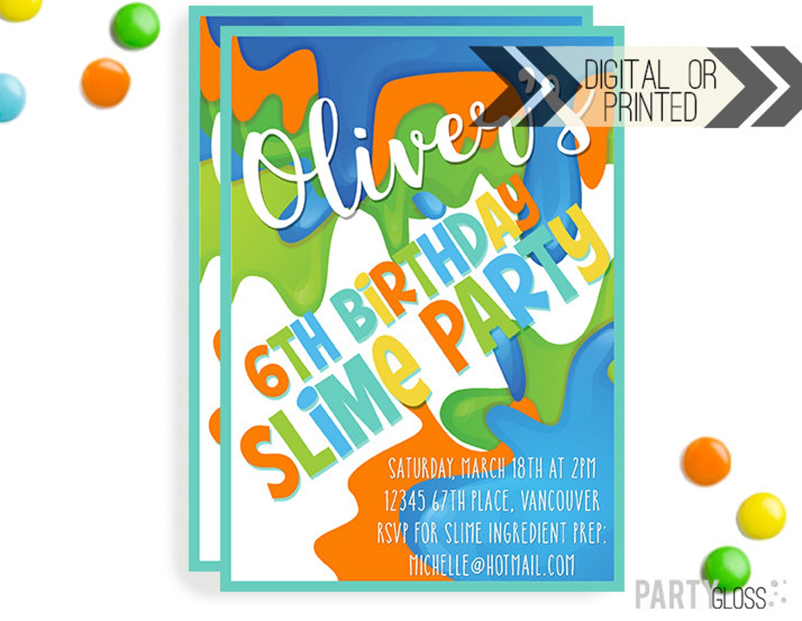 Slime Invitation Digital or Printed Slime Party Invitation Slime ...