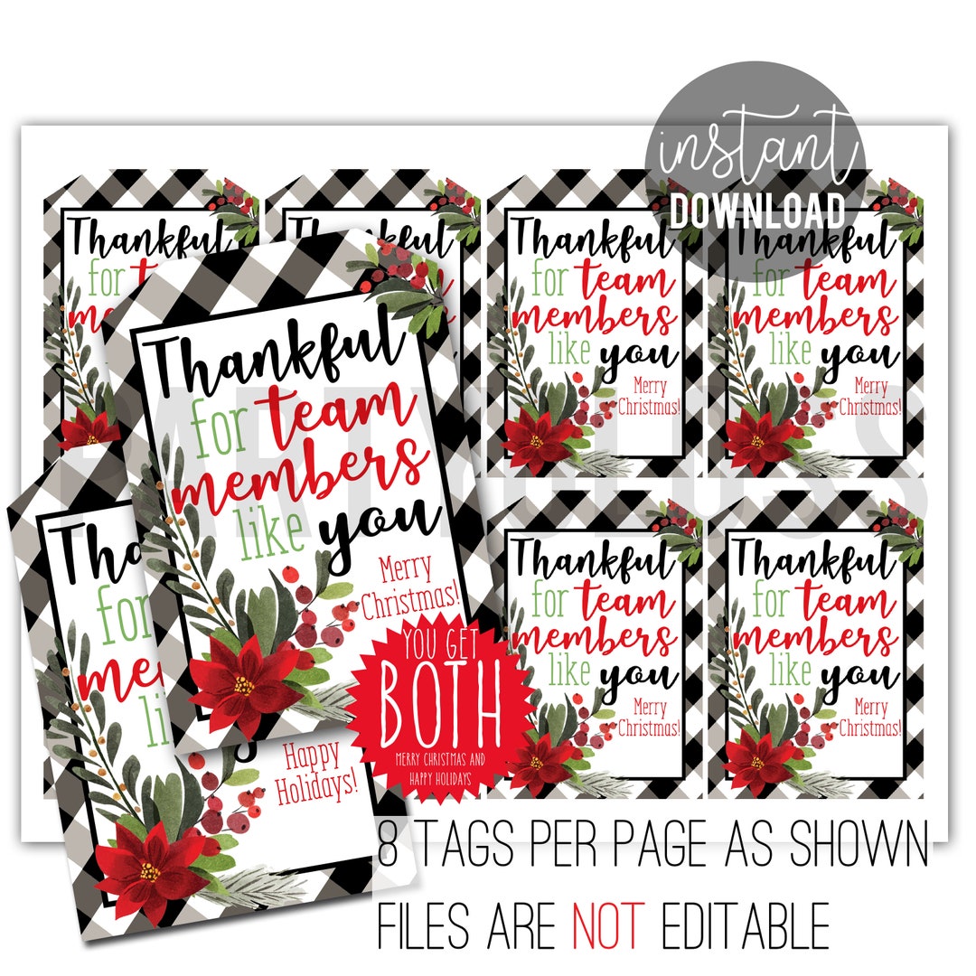 Team Member Appreciation Christmas Printable Christmas Team Tag Team ...