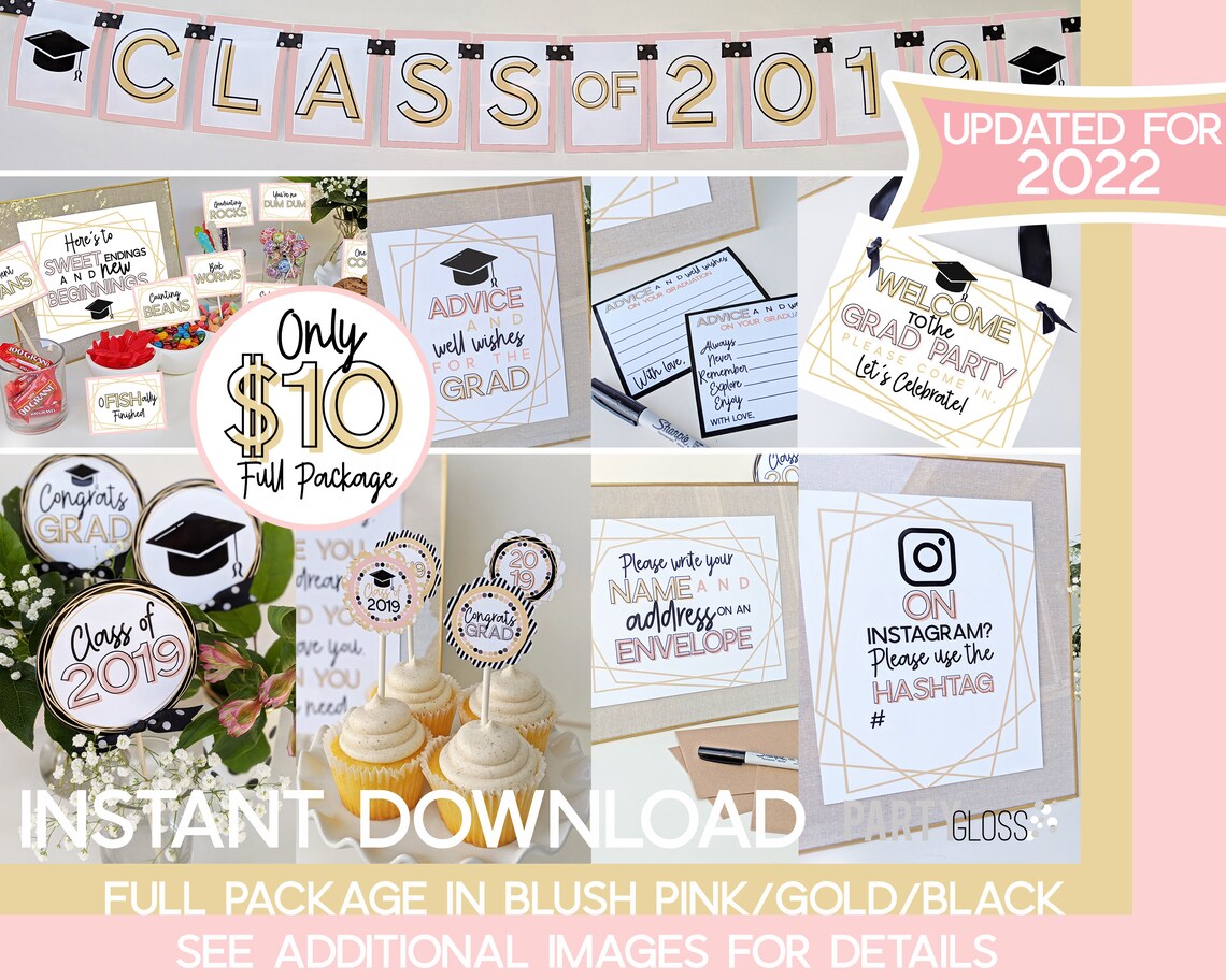 Graduation Printable Package Grad Party Decor Class of - Etsy