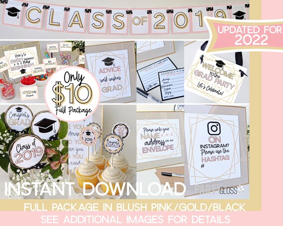 Graduation Printable Package Grad Party Decor Class of - Etsy