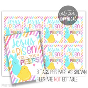 Easter Printable Tags, Jesus is Risen Tell Your Peeps Tag, Funny ...