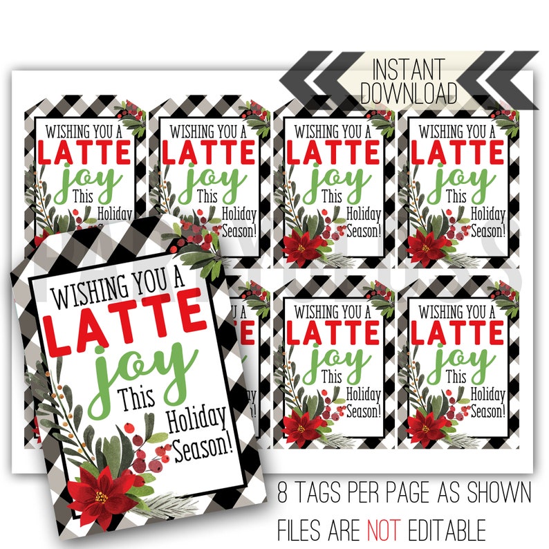 Latte Christmas Gift Printable Tag | Christmas Staff Gift | Holiday ...