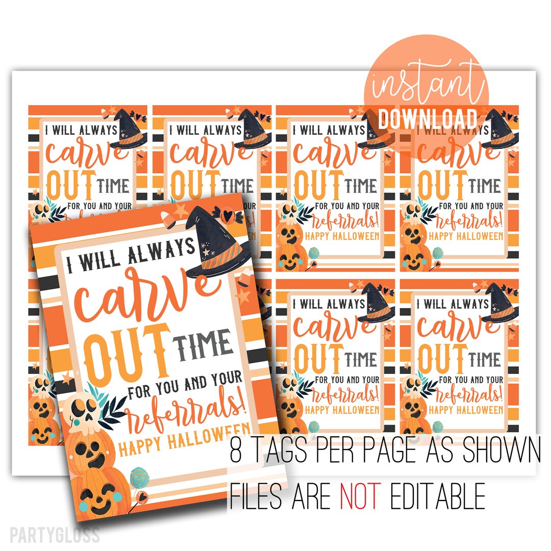 Halloween Referral Printable Gift Tags, Client Marketing Insurance Real ...