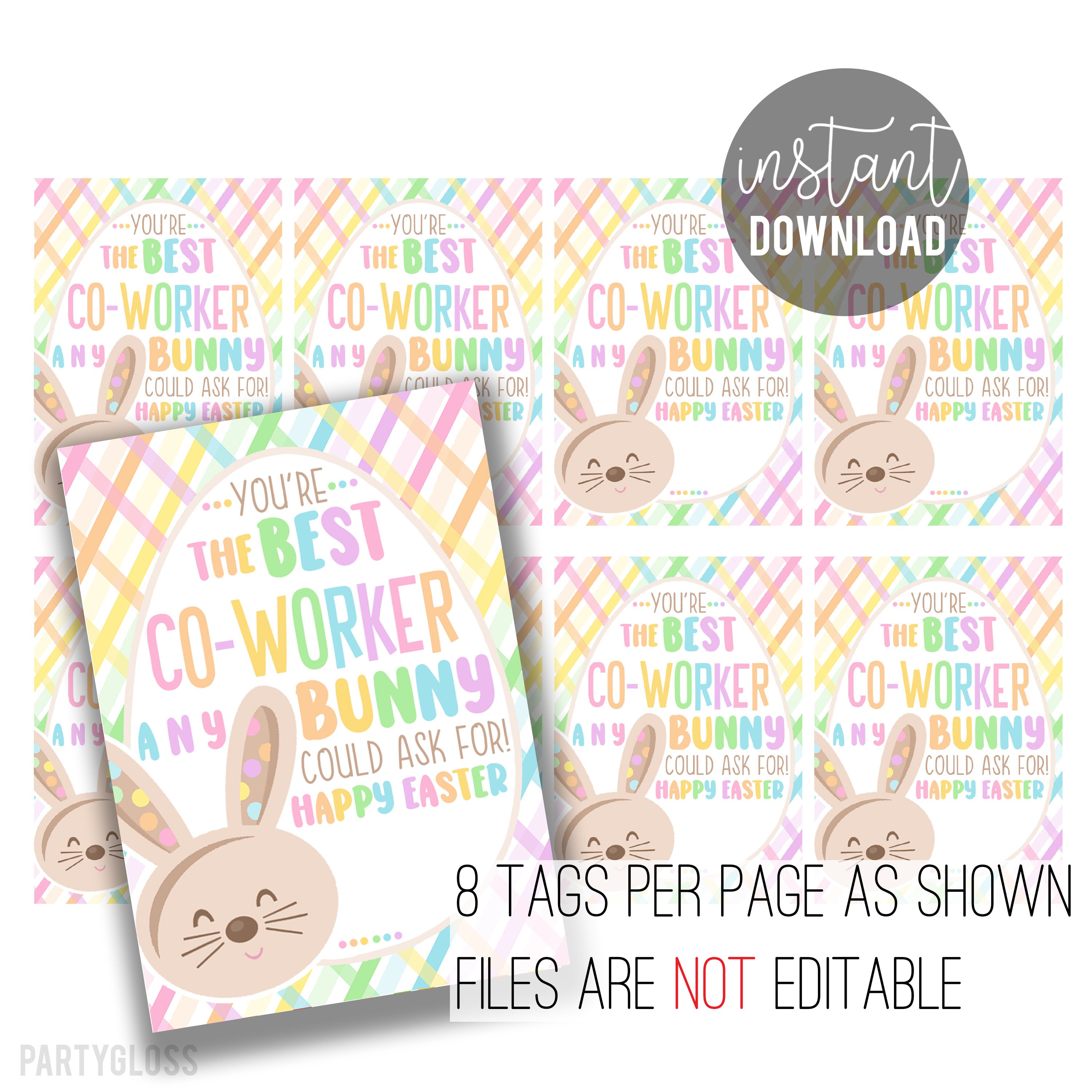 Coworker Appreciation Bunny Printable Tags, Happy Easter Any Bunny Co ...