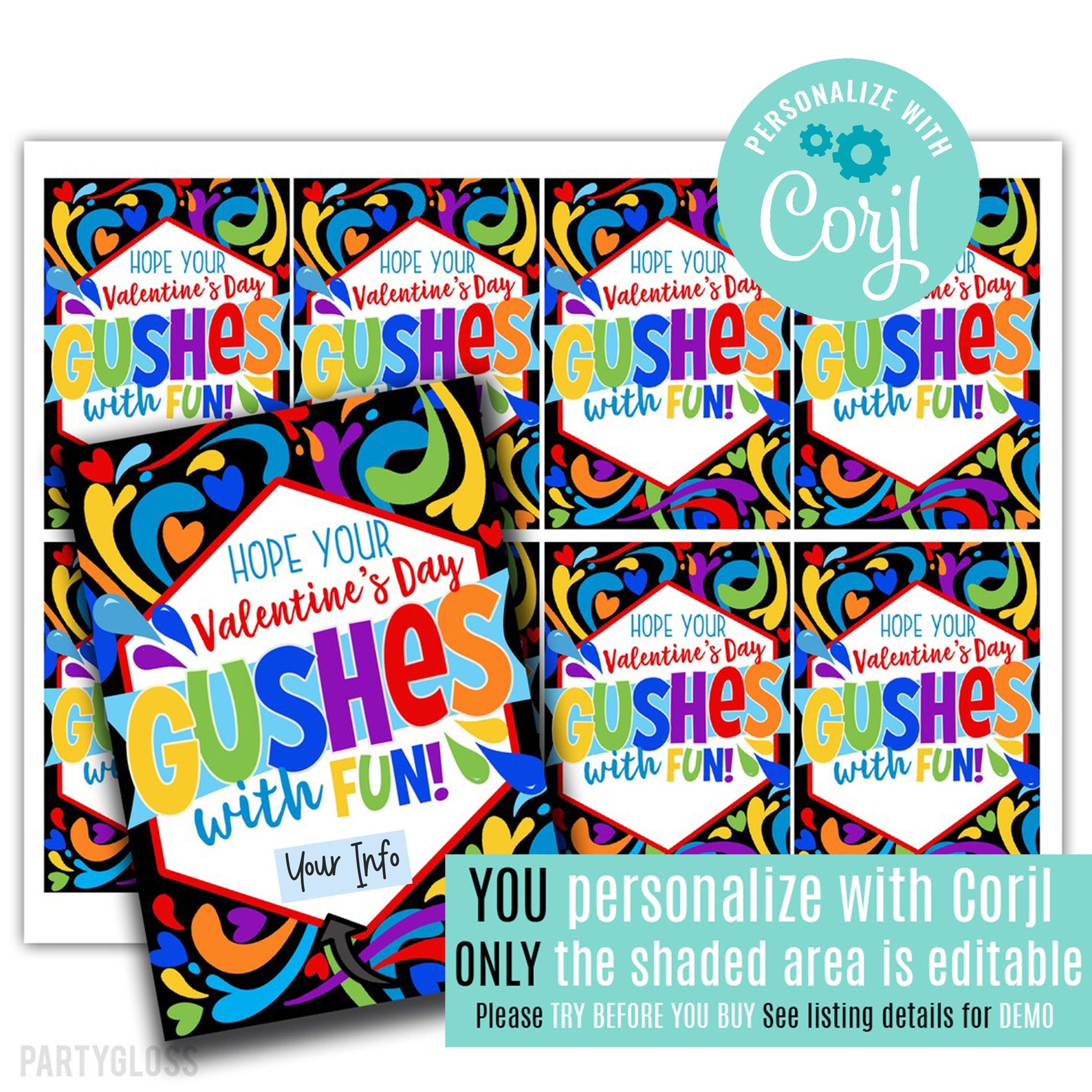 Editable Valentine's Day Printable Tags Fruit Snack - Etsy