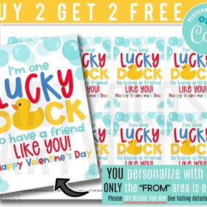 Editable Rubber Duck Valentine's Day Printable, Lucky Duck Valentine ...