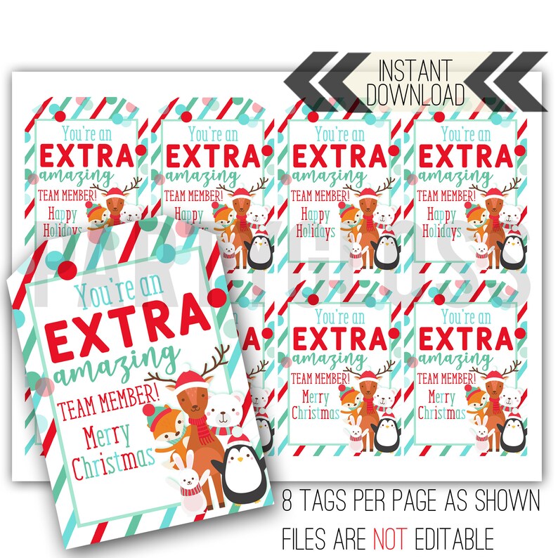 Extra Amazing Team Member Printable Tag | Christmas Holiday Tag | Extra ...