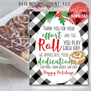 Team Appreciation Print Staff Holiday Treat Sign Teacher Cinnamon Roll ...