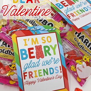 Gummy Bear Valentine's Day Printable Gift Tags, so Beary Glad We're ...