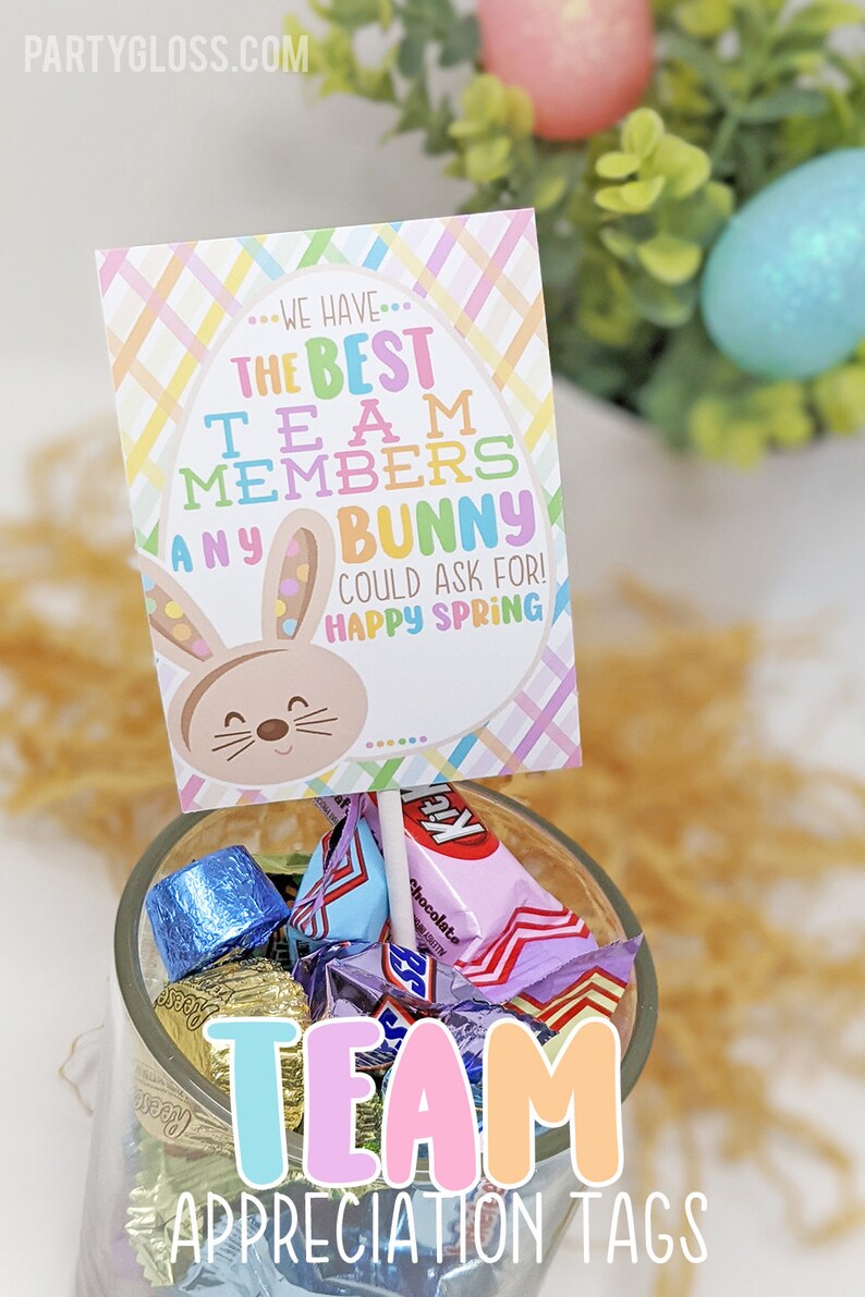 Team Member Appreciation Printable Tags, Easter Bunny Happy Spring Tag ...
