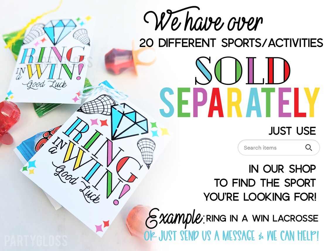 Cheer Ring in A Win Printable Gift Tags, Good Luck Big Game Day Meet ...