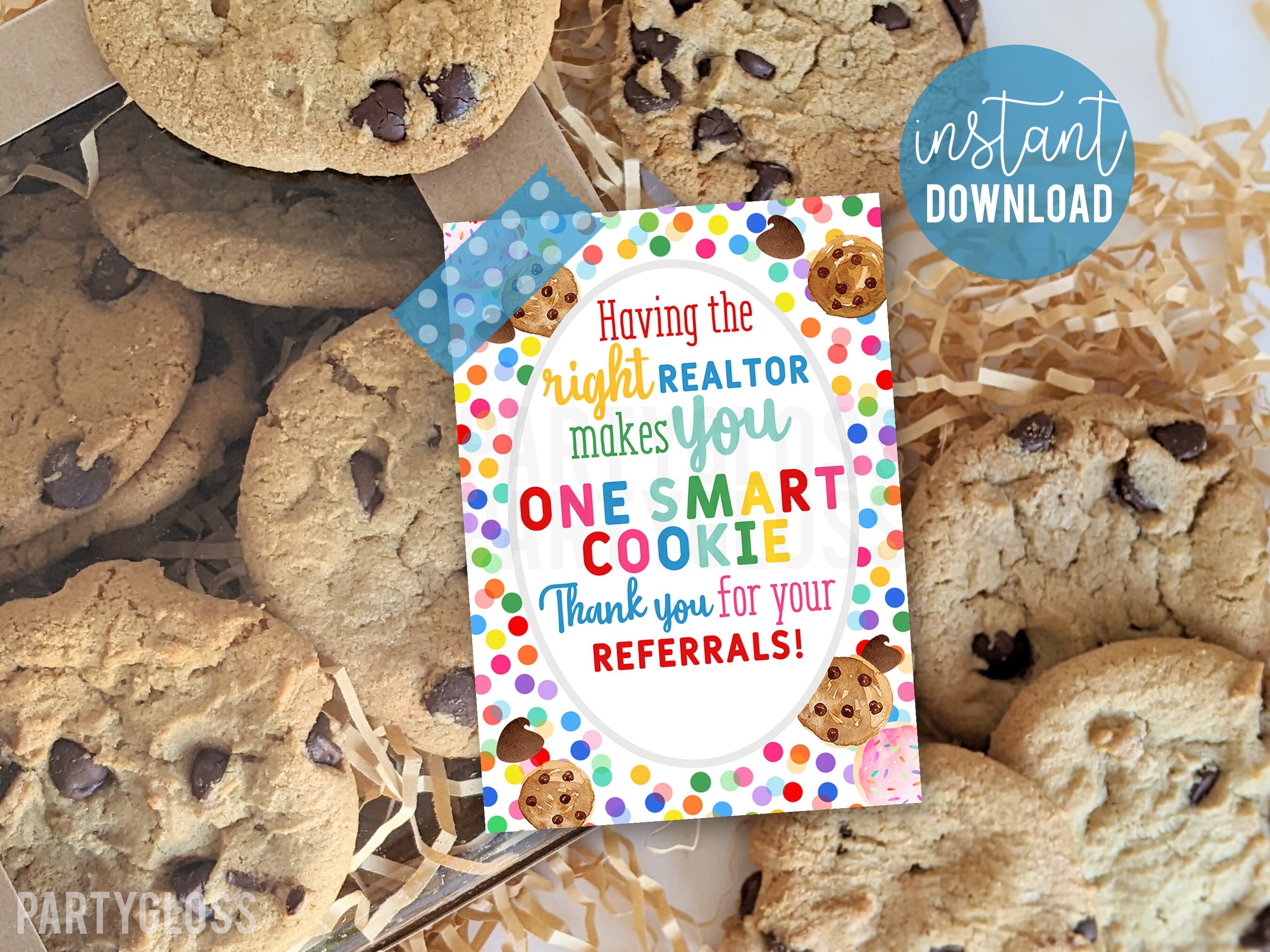 Cookie One Smart Cookie Realtor Client Appreciation Printable Tag ...