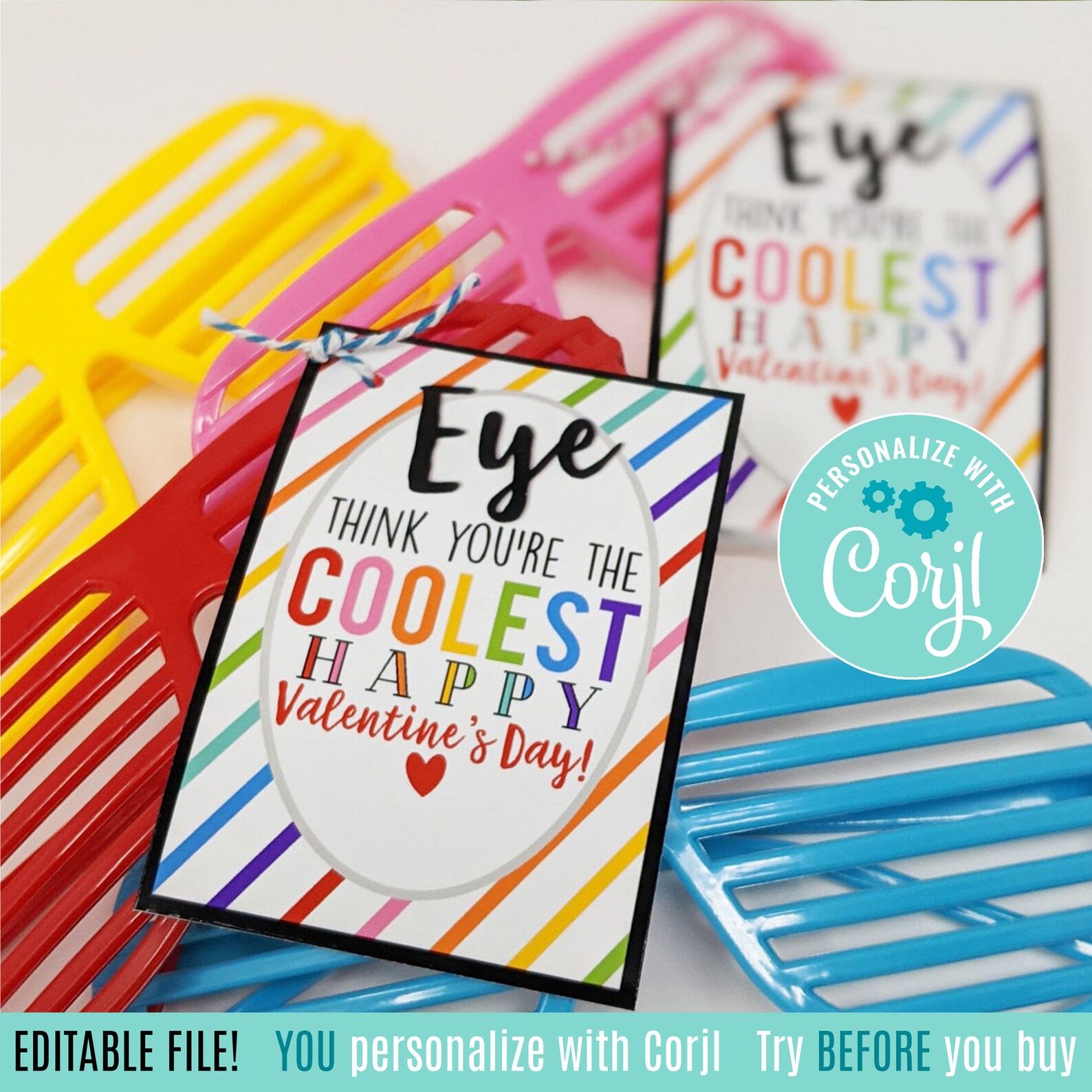 Editable Glasses Valentine's Day Printable Tag Sunglasses - Etsy