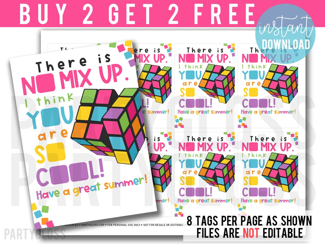 Puzzle Cube End of the Year Printable Tags, Non Food, No Mix up ...