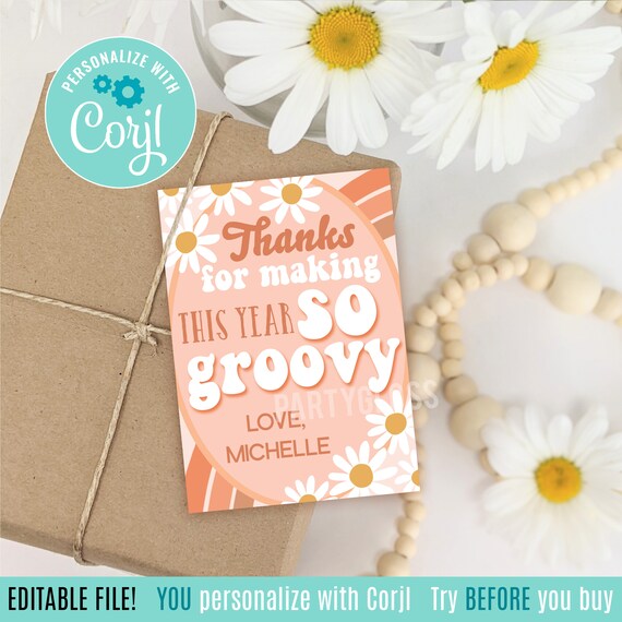 Editable End of School Year Printable Tag Groovy Boho Daisy - Etsy