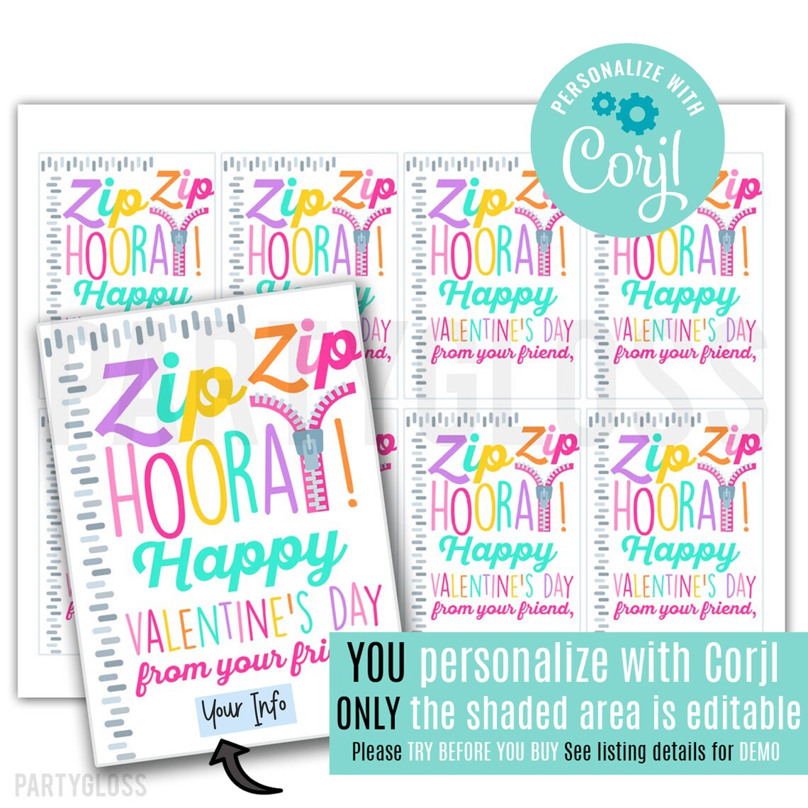 Editable Zipper Bracelet Valentine's Day Printable Tags - Etsy
