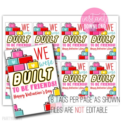Built to Be Friends Valentine's Day Printable Building | Etsy