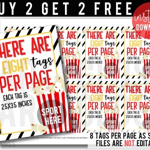 Football Popcorn Good Luck Printable Gift Tags, Popping Poppin Bag ...