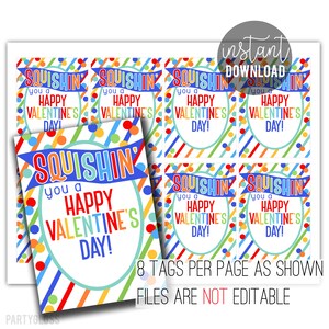 Squishy Toy Valentine's Day Printable Gift Tags Squisin' You Blue Boy ...