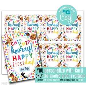 Editable Back to School Printable Gift Tags, Chip Chip Hooray Cookie ...