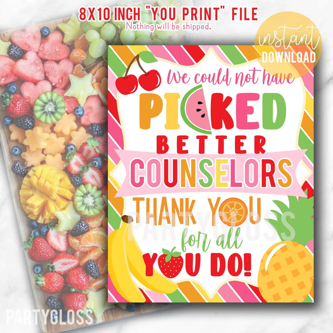 Counselor Appreciation Print | Fruit Printable | Counselor Appreciation ...