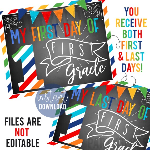 First Day of First Grade 8x10 Printable Sign Back to School - Etsy