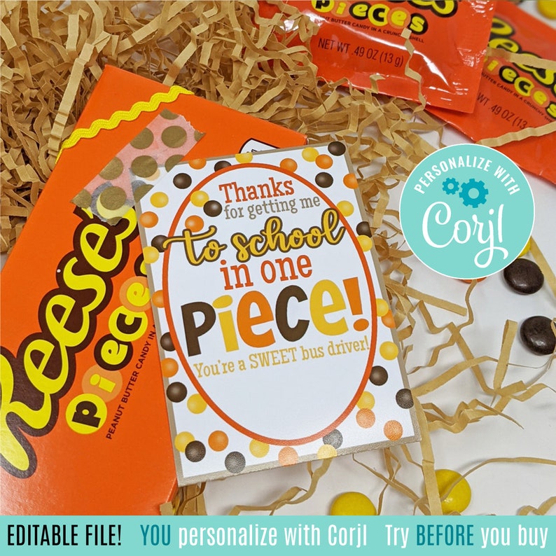 Editable Bus Driver Appreciation Printable Tag Carpool Gift | Etsy