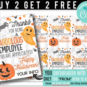 Editable Employee Appreciation Halloween Printable Gift Tags Cute ...