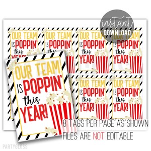Our Team is Poppin' Printable Popcorn Gift Tags, Team Appreciation Tag ...