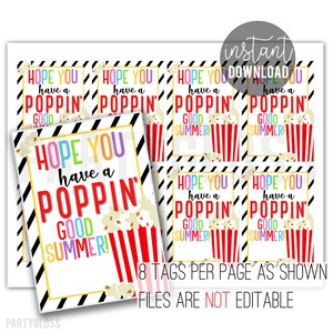 End of the Year Printable Tag Popcorn Printable - Etsy