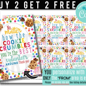 Editable Cookie Volunteer Appreciation Printable Tag | Volunteers | No ...