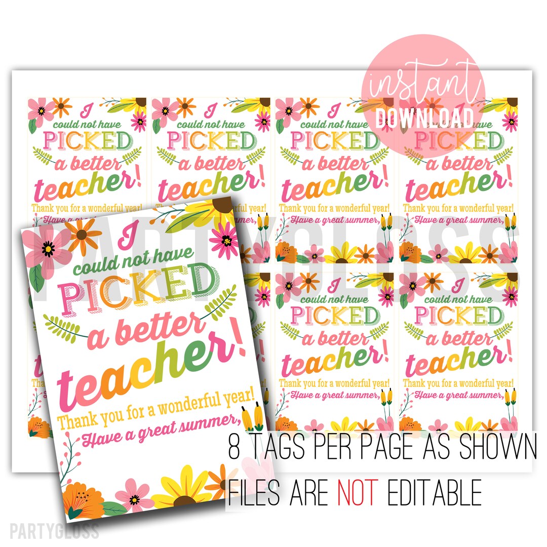 Teacher Appreciation Printable Floral Flower Tags Floral Teacher Tags ...