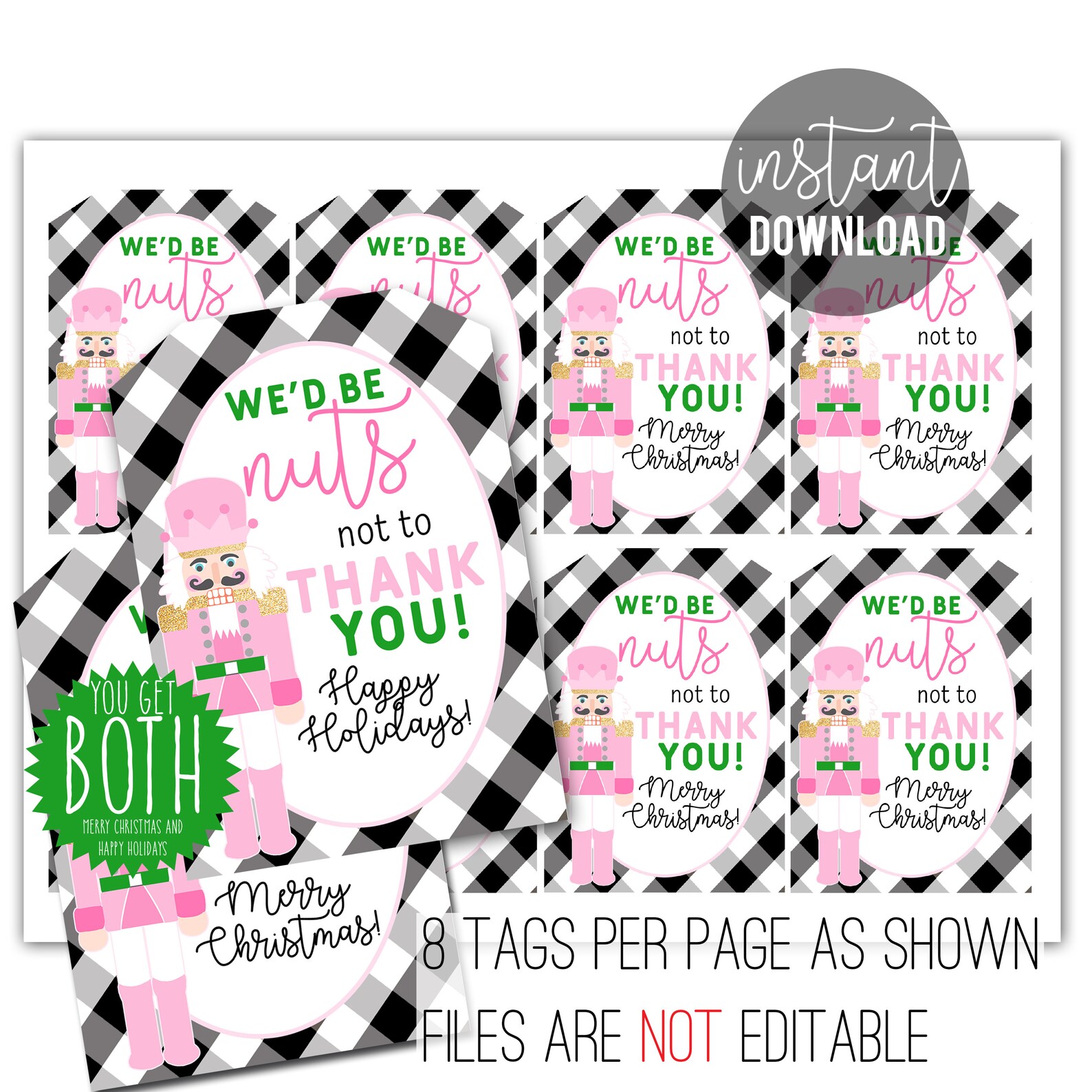 Client Thank You Nutcracker Printable Tags Nutcracker Gift | Etsy