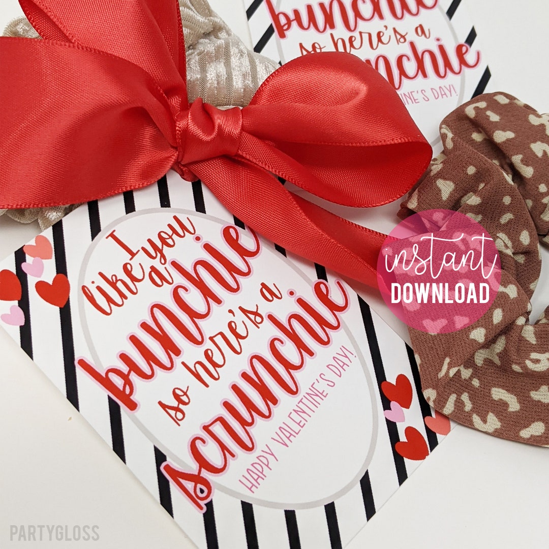 Valentine's Day Printable Tags Scrunchie Bunchie Valentine VSCO Hair ...