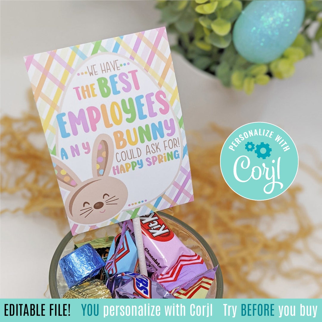 Editable Employee Appreciation Printable Tags, Happy Spring Easter Best ...