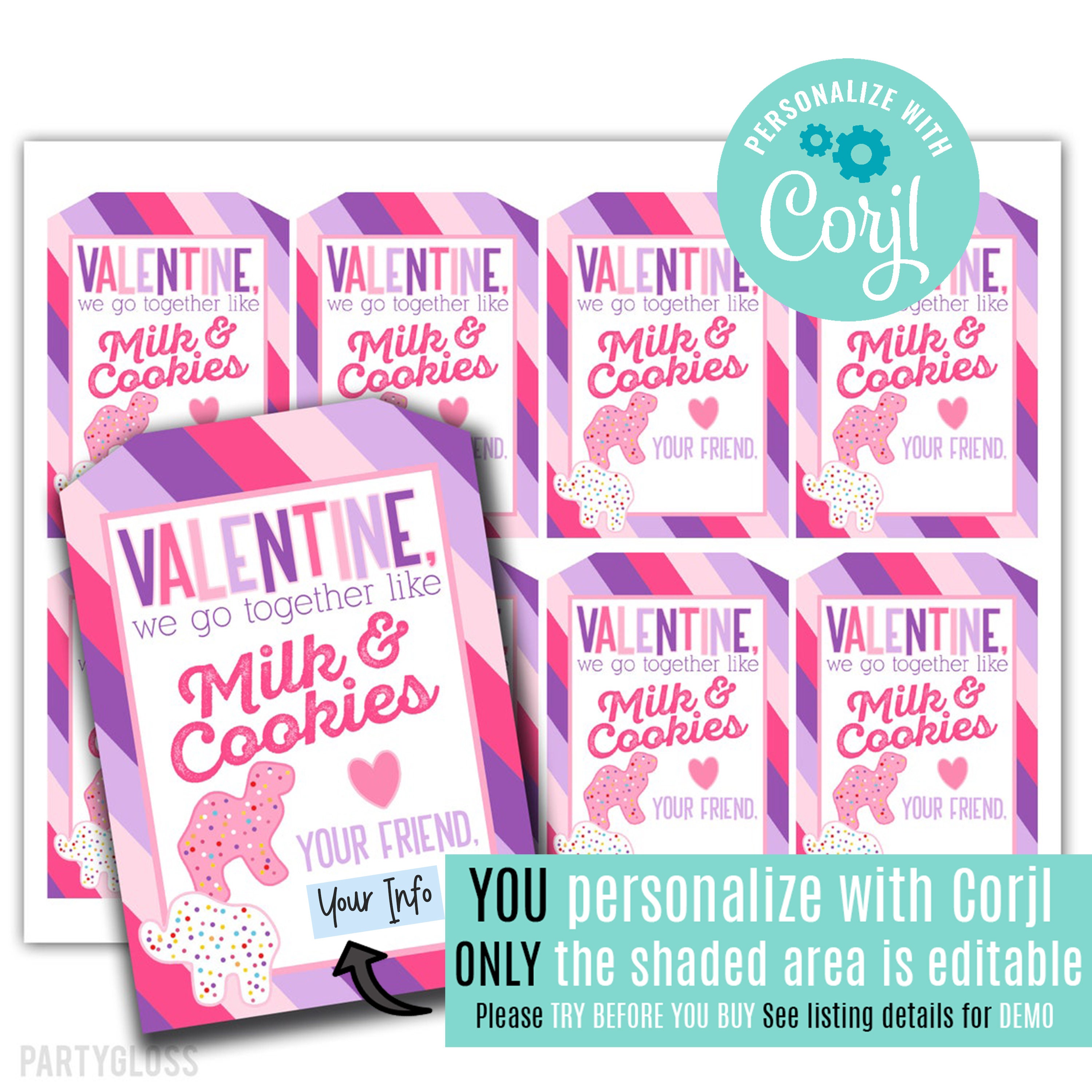 Editable Animal Cookie Valentine's Day Printable Tag - Etsy