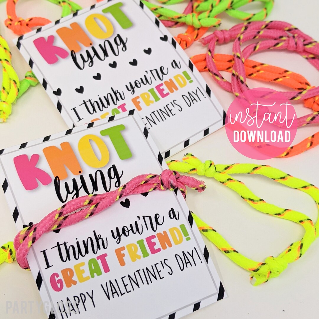 Valentine's Day Printable Tags Knot Lying Valentine Non Food Friendship ...