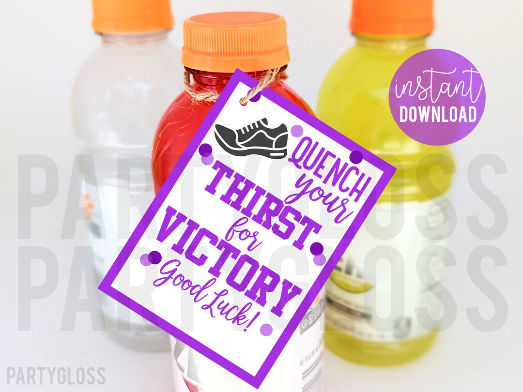 Purple Cross Country Good Luck Printable Tags, Quench Your Thirst for ...