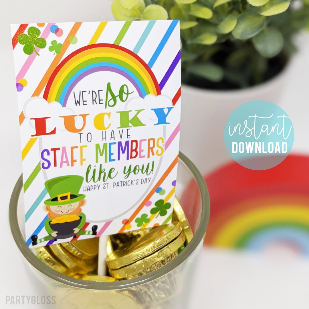 St. Patrick's Day Staff Appreciation Printable Tags, Office Gift Tag ...