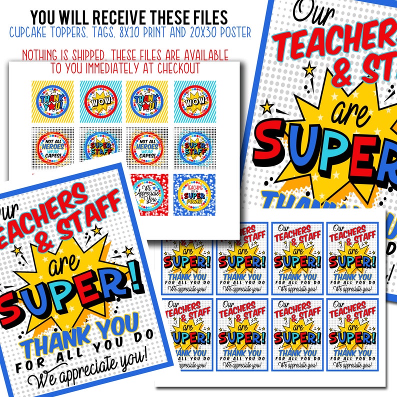 Teacher Appreciation Super Hero Set Super Hero Theme - Etsy