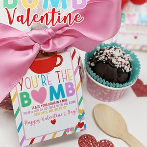 Hot Chocolate Bomb Valentine's Day Printable Tags Cocoa Valentine Class ...