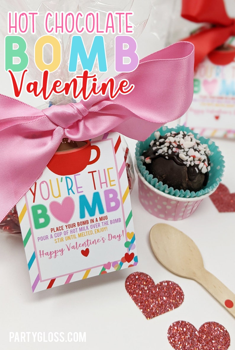 Hot Chocolate Bomb Valentine's Day Printable Tags Cocoa - Etsy