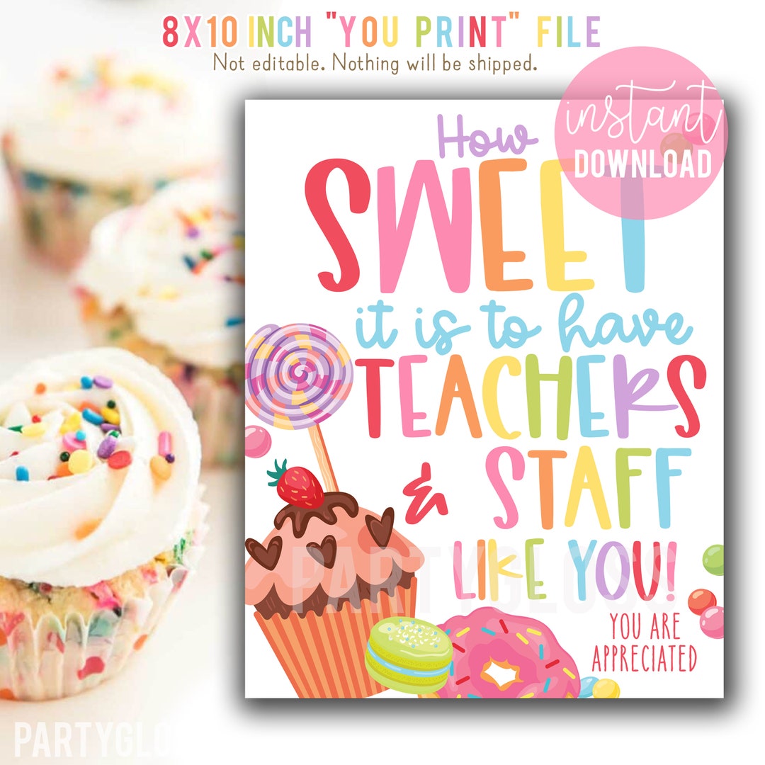 Teacher Appreciation 8x10 Printable Sign, Teachers Lunch Appreciation ...