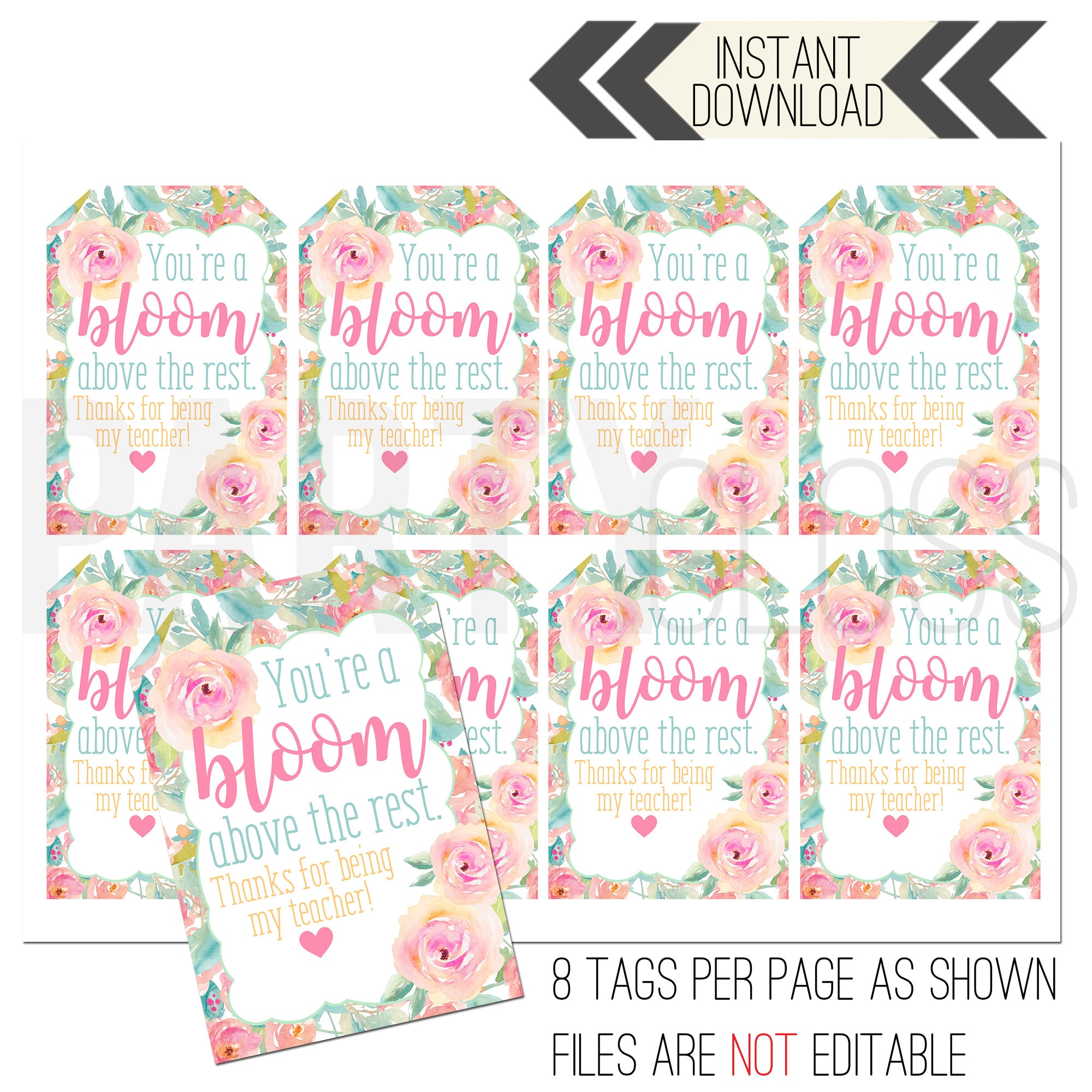 Teacher Appreciation Printables | Floral Tags | Teacher Tags | Bloom ...
