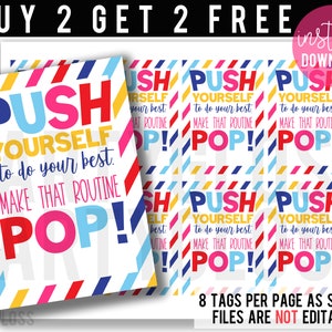 Push Yourself Make That Routine Pop Printable Gift Tags, Cheer Good ...