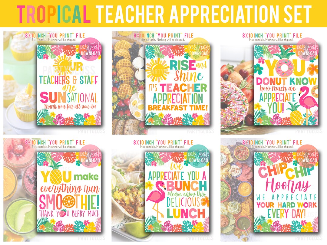 Teacher Appreciation 8.5x11 Printables, Lunch School Staff, PTO PTA ...